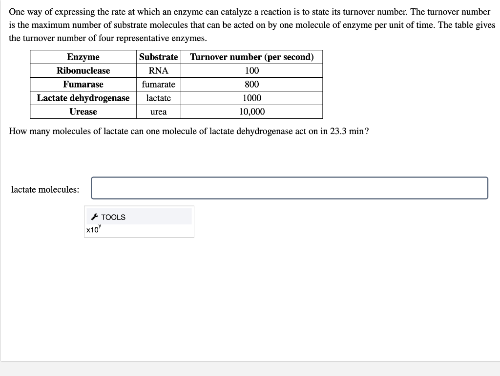 Solved One way of expressing the rate at which an enzyme can | Chegg.com
