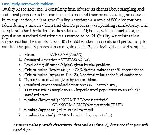 Solved Case Study Homework Problem: Quality Associates, Inc, | Chegg.com