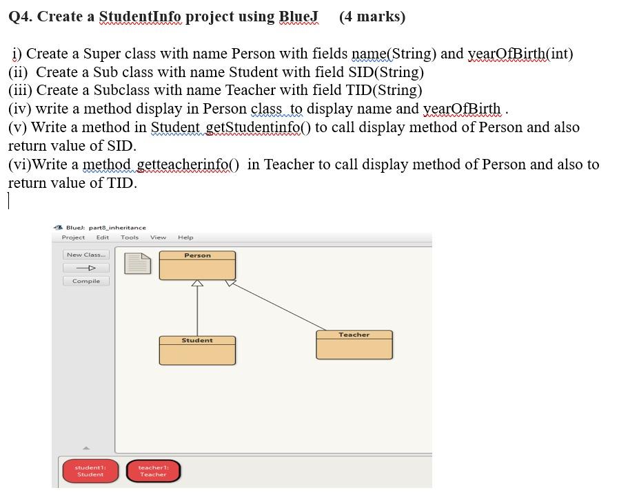 Solved Q4. Create a StudentInfo project using Blue) (4 | Chegg.com