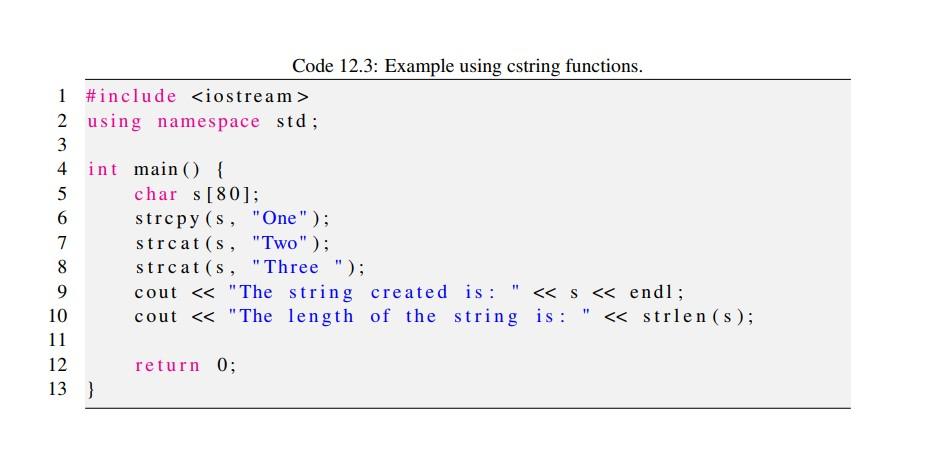 Solved Code 123 Example Using Cstring Functions 1 8795