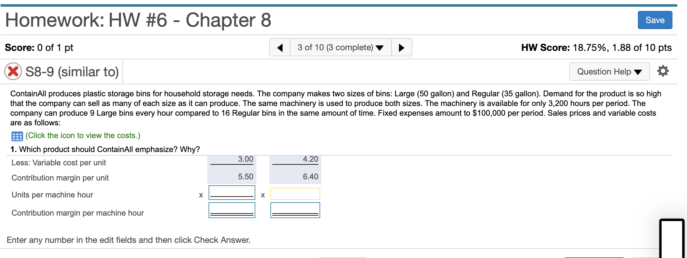 Solved Homework Hw 6 Chapter 8 Save Score 0 Of 1 Pt 3