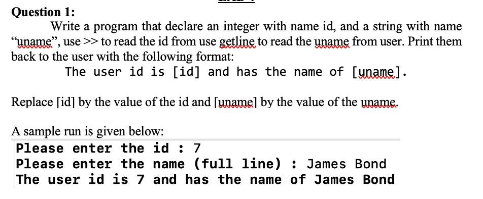 Solved Question 1: Write a program that declare an integer | Chegg.com