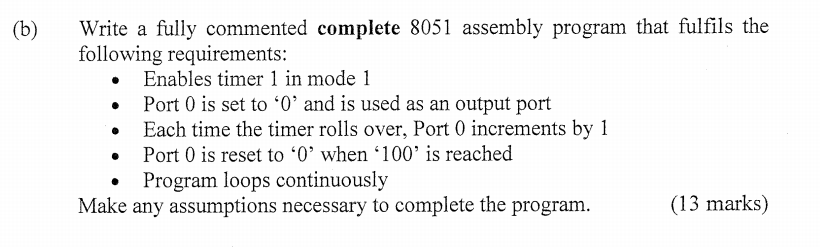 Solved (a) Write a fully commented complete 8051 assembly | Chegg.com