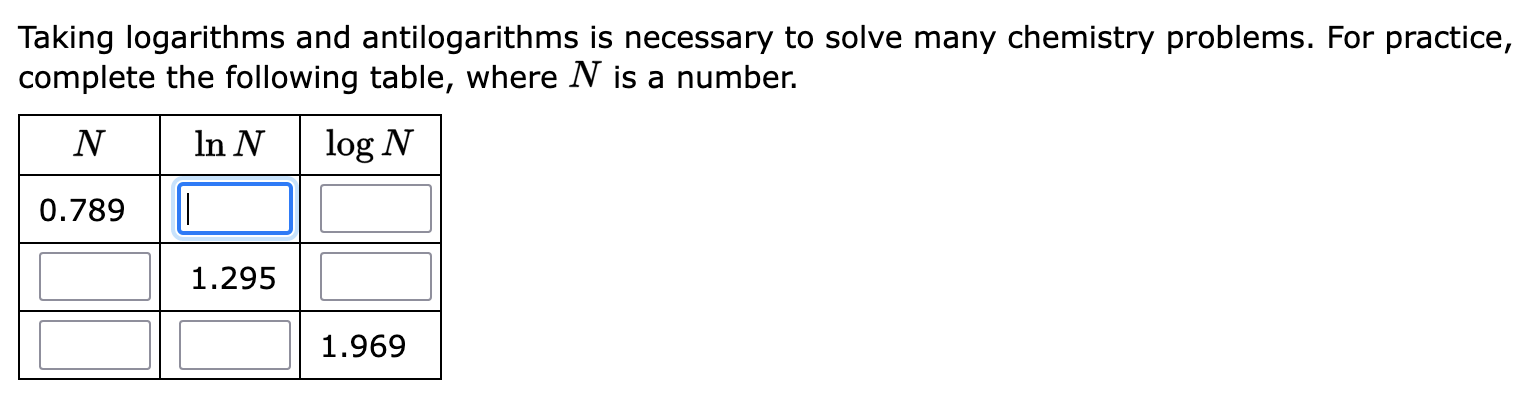 Solved Taking logarithms and antilogarithms is necessary to | Chegg.com