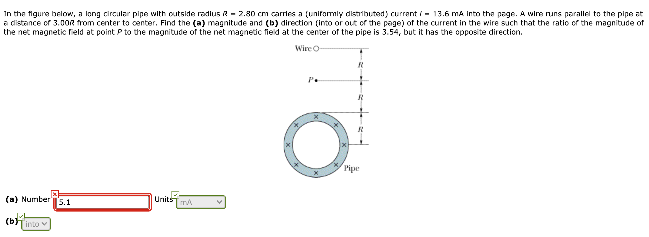 Solved In the figure below, a long circular pipe with | Chegg.com
