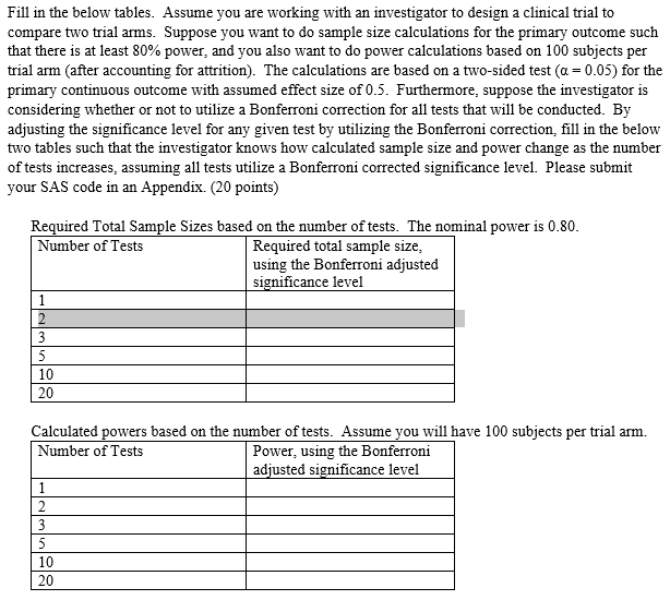 Solved Fill in the below tables. Assume you are working with | Chegg.com