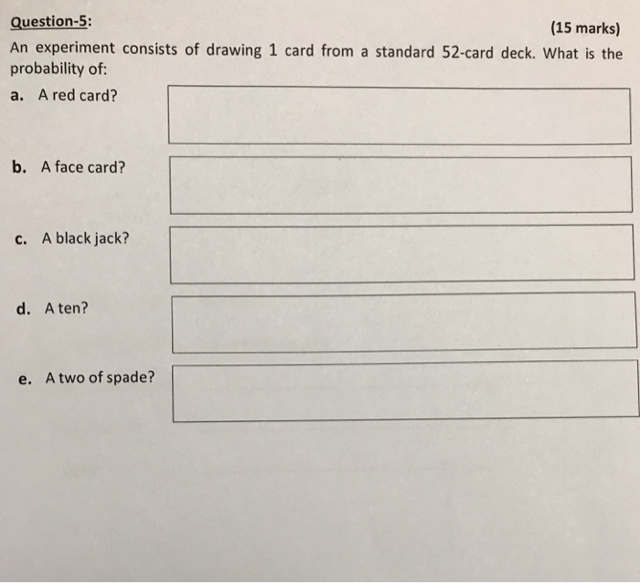 Solved Question-5: An experiment consists of drawing 1 card | Chegg.com