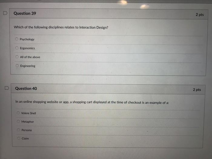 Solved DI Question 39 2 pts Which of the following | Chegg.com
