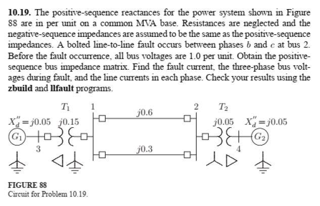 Solved 10.19. The positive-sequence reactances for the power | Chegg.com
