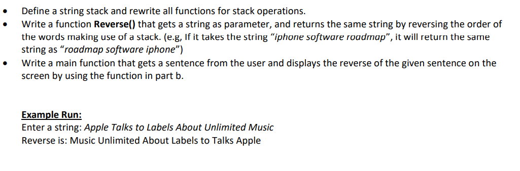 Solved Define a string stack and rewrite all functions for | Chegg.com