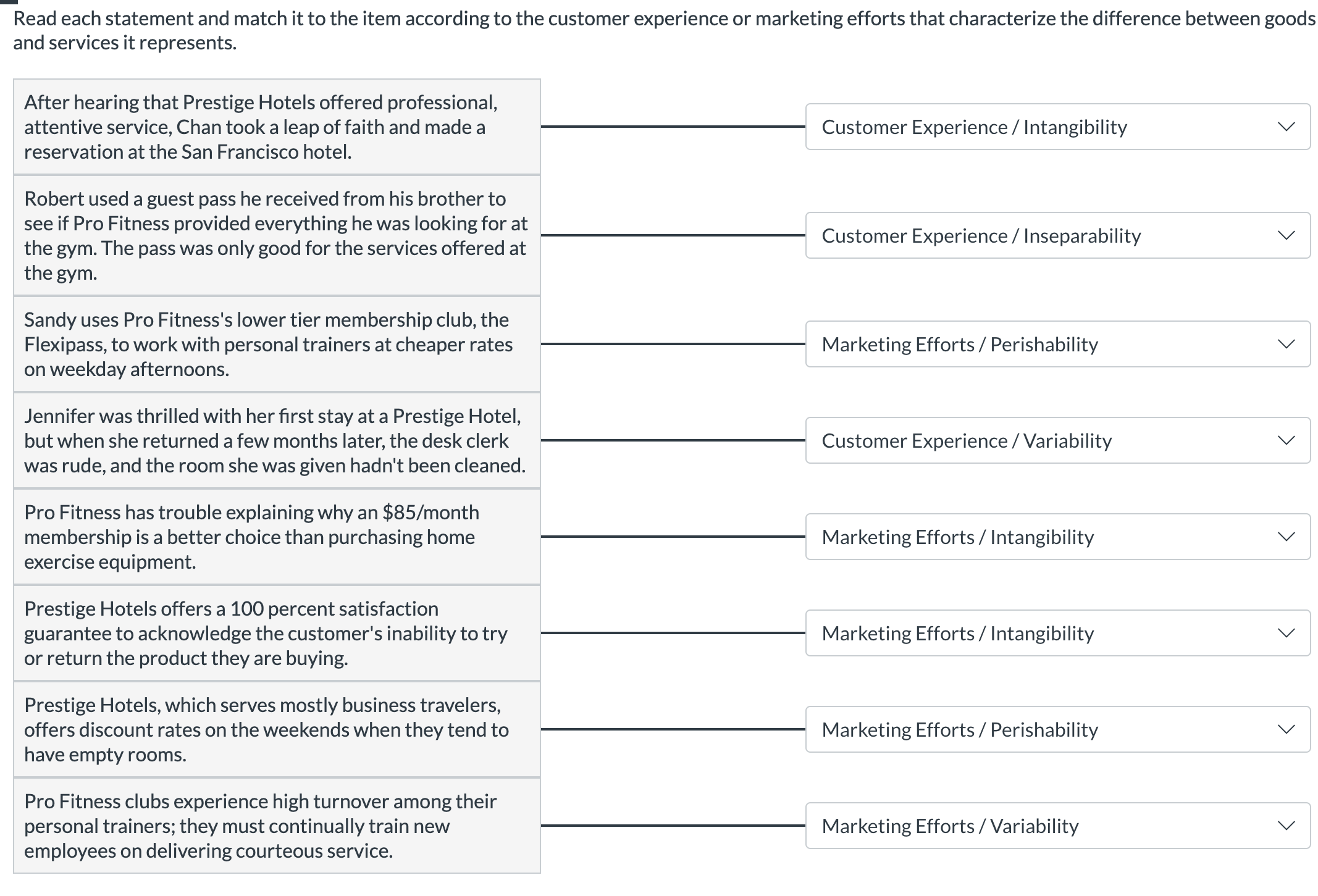 Solved Read each statement and match it to the item | Chegg.com