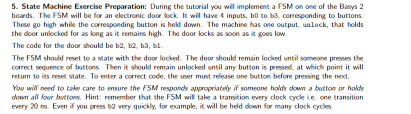 5. State Machine Exercise Preparation: During the | Chegg.com