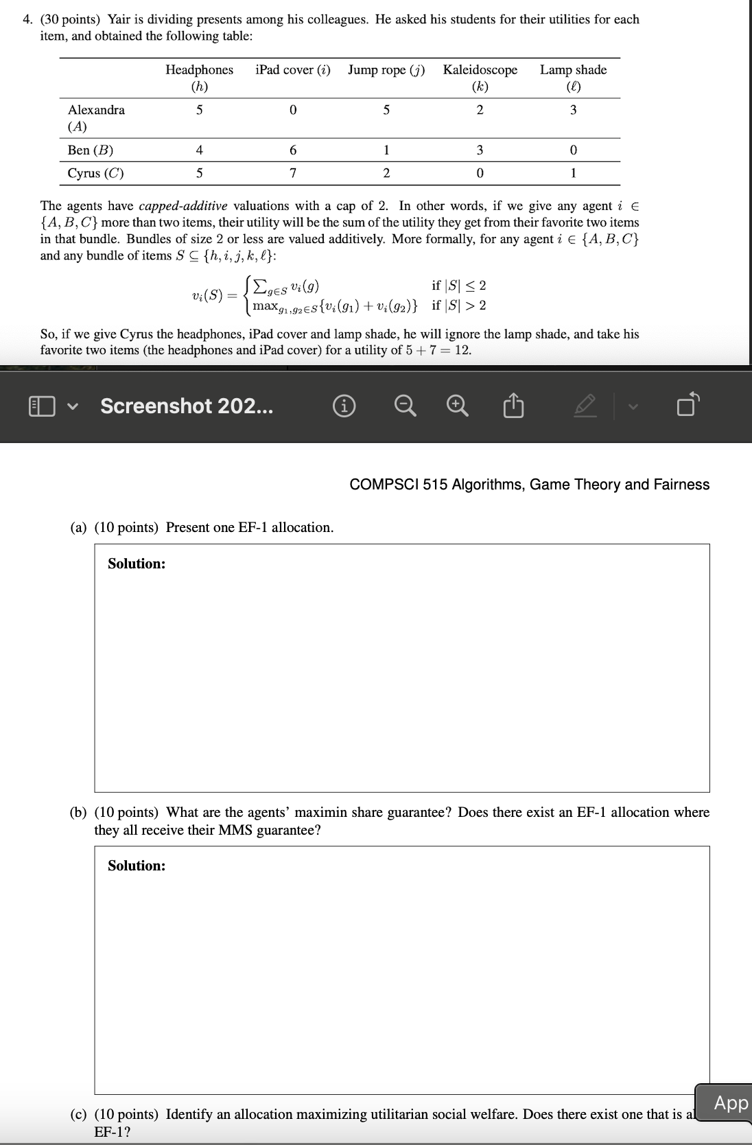 Solved (30 ﻿points) ﻿Yair is ﻿dividing presents among his | Chegg.com