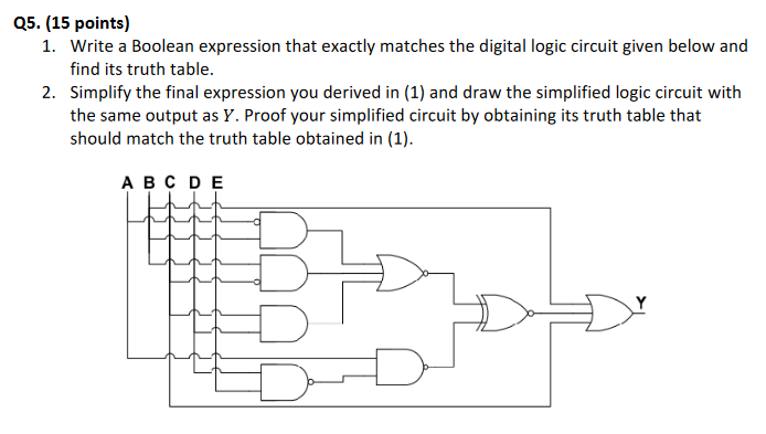 Solved Q5. (15 points) 1. Write a Boolean expression that | Chegg.com