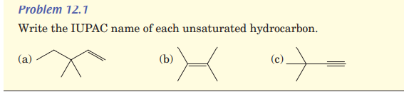 Solved Problem 12.1 Write the IUPAC name of each unsaturated | Chegg.com
