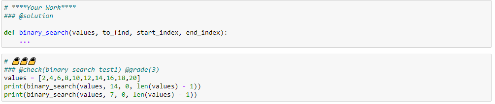 Solved PLEASE DO THIS IN PYTHON Part 3 - binary_search Write | Chegg.com