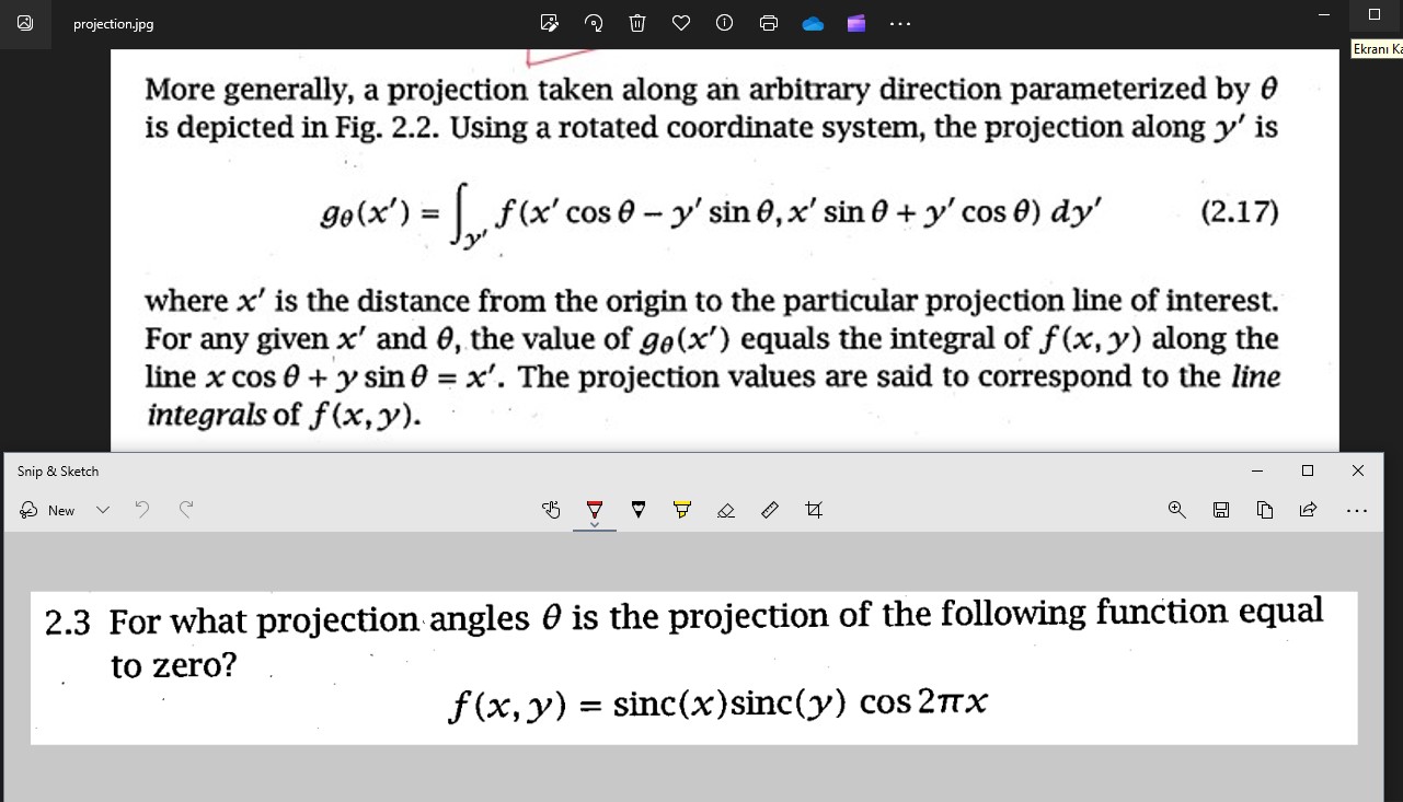 Solved 2 3 for What Projection Angles θ is The Projection