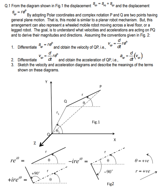 Q.1 From the diagram shown in Fig.1 the displacement | Chegg.com