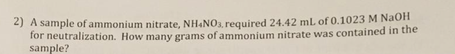 Solved A sample of ammonium nitrate, NH4NO3, ﻿required | Chegg.com