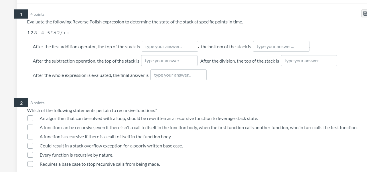 1 4 points Evaluate the following Reverse Polish | Chegg.com