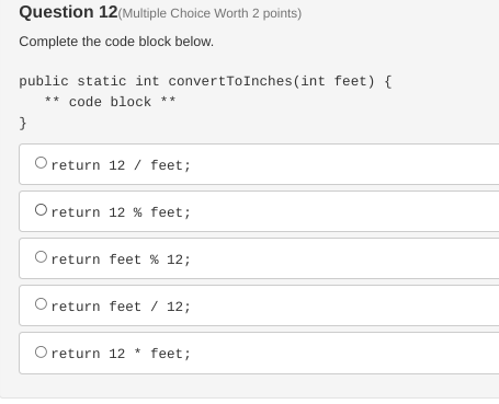 Solved Question 12(Multiple Choice Worth 2 points) Complete | Chegg.com