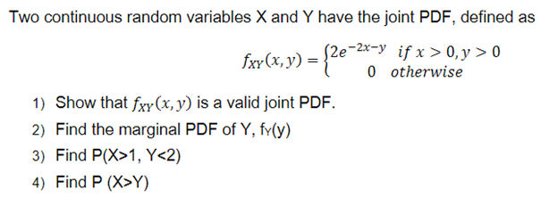 Solved Two continuous random variables X and Y have the | Chegg.com