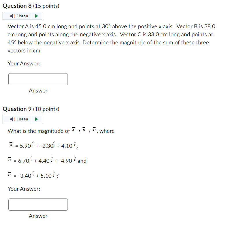 Solved Question 8 (15 points)Vector A is 45.0cm long and | Chegg.com Solved Question 8 (15 points)Vector A is 45.0cm long and | Chegg.com