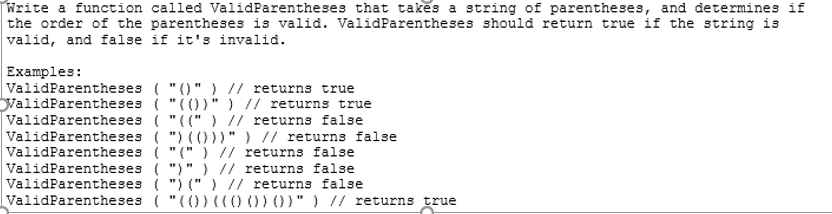 Solved Write a function called ValidParentheses that takes a | Chegg.com