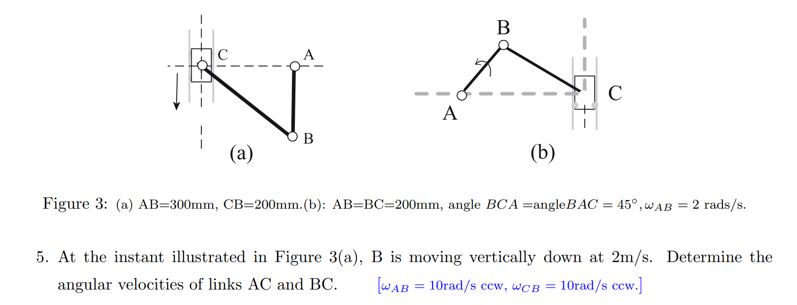 Solved B С A B (a) (b) Figure 3: (a) AB=300mm, CB=200mm.(b): | Chegg.com