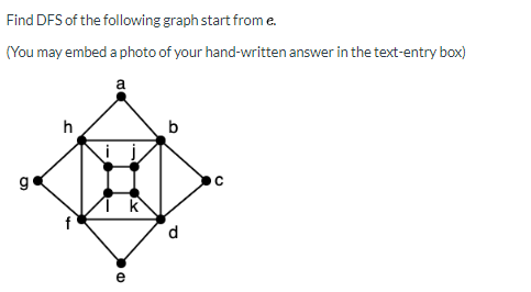 Solved Find DFS of the following graph start from e. (You | Chegg.com