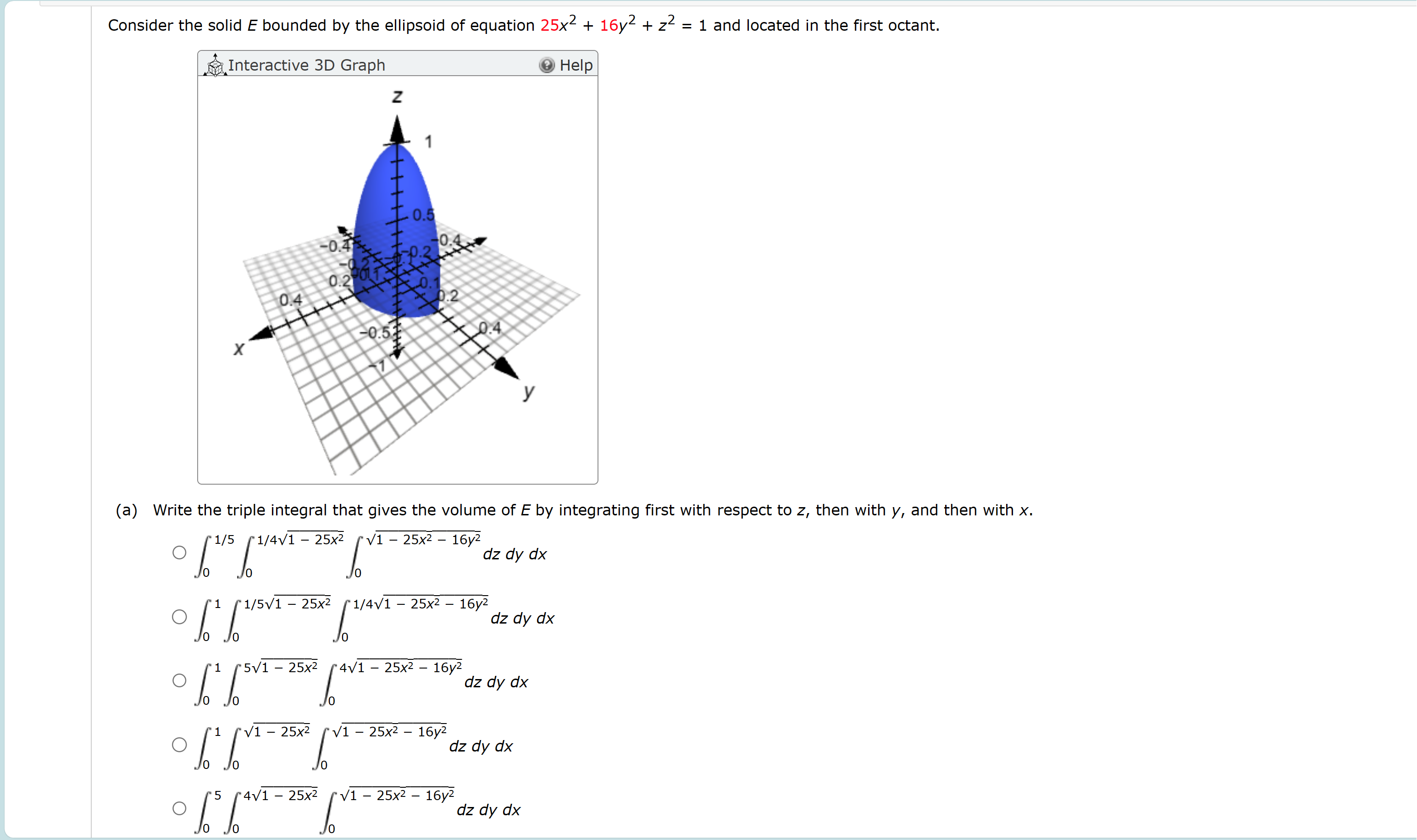 Solved Consider the solid E bounded by the ellipsoid of | Chegg.com