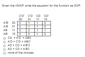 Solved Given the KMAP, write the equation for the function | Chegg.com