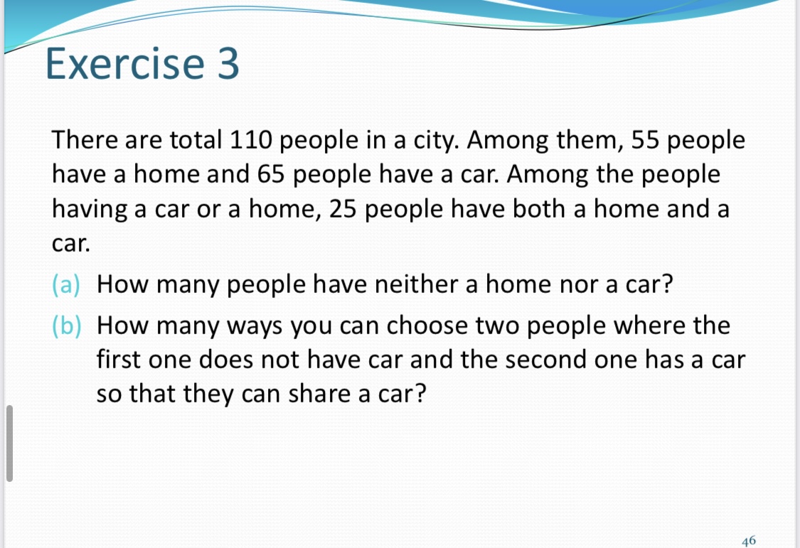 Solved There are total 110 people in a city. Among them, 55 | Chegg.com