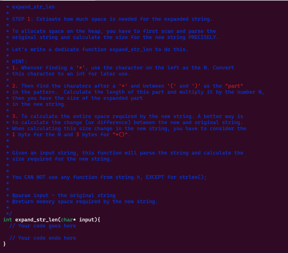 * expand_str_len * STEP 1: Estimate how much space is | Chegg.com