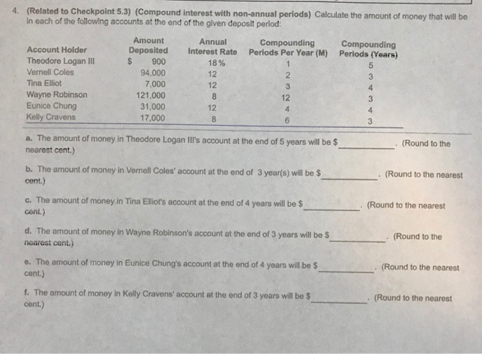 Solved 4. (Related to Checkpoint 5.3) (Compound interest | Chegg.com