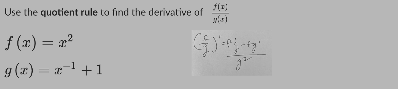 Solved Use the quotient rule to find the derivative of f(x) | Chegg.com