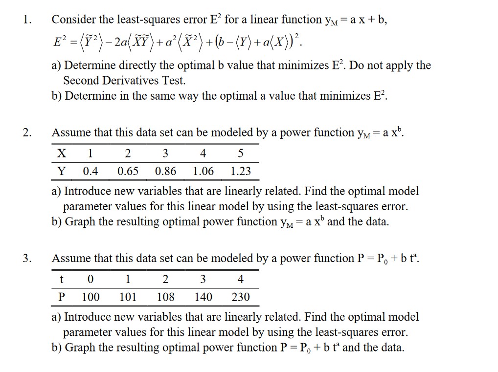 Solved Consider the least-squares error E2 ﻿for a linear | Chegg.com