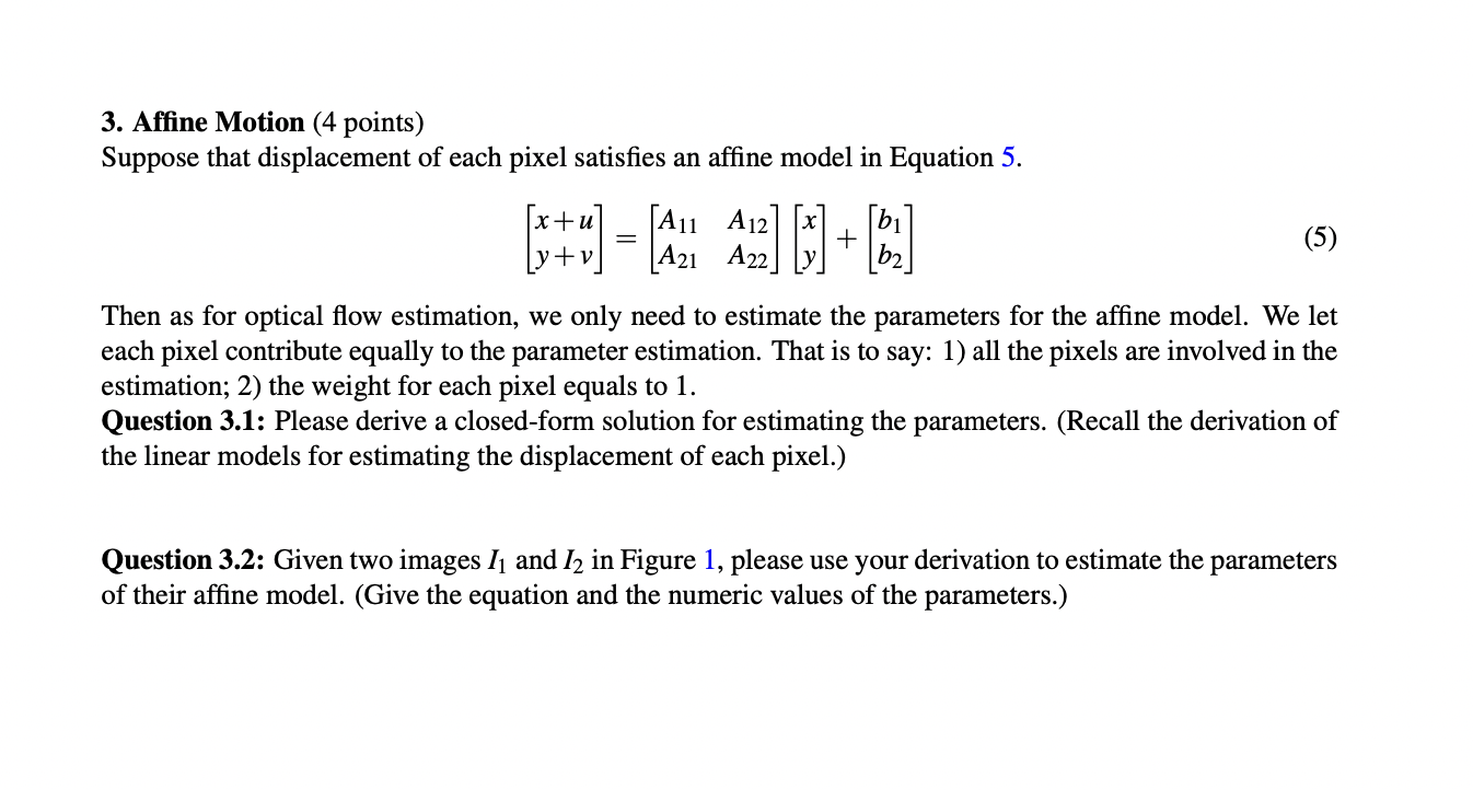 3 Affine Motion 4 Points Suppose That Displacement