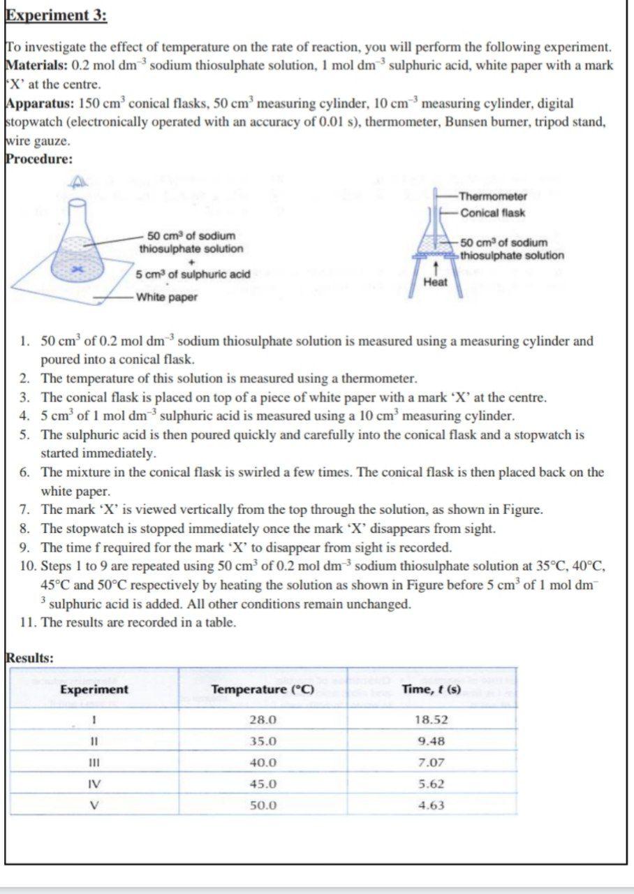 Experiment 3: To investigate the effect of | Chegg.com