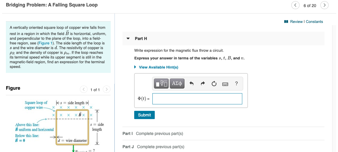 Solved Bridging Problem: A Falling Square Loop 6 of 20 | Chegg.com