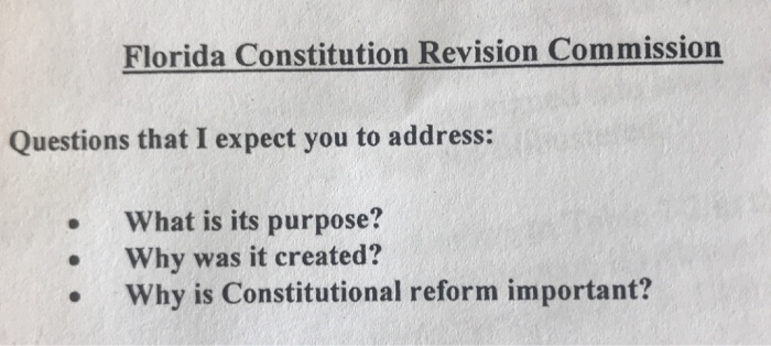 Solved Florida Constitution Revision Commission Questions | Chegg.com