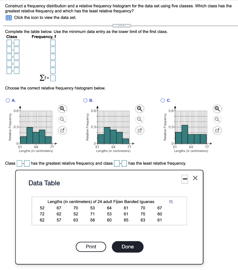 Solved Construct a frequency distribution and a relative | Chegg.com