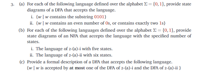 Solved 3. (a) For each of the following language defined | Chegg.com