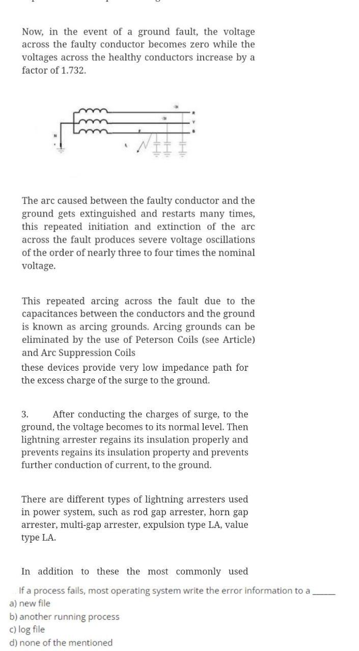 Solved Now, in the event of a ground fault, the voltage | Chegg.com