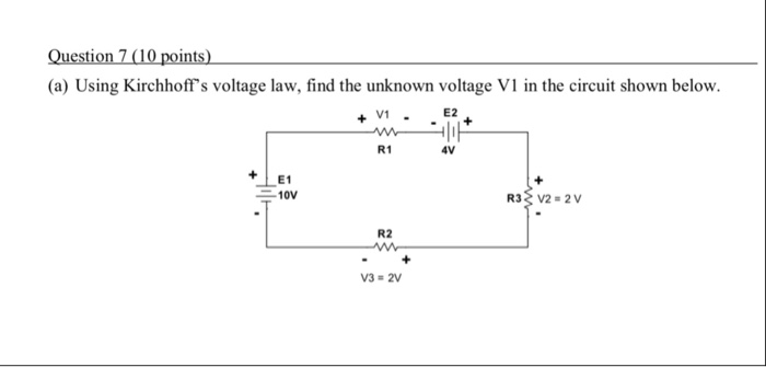Solved Question 7 10 points (a) Using Kirchhoffs voltage | Chegg.com