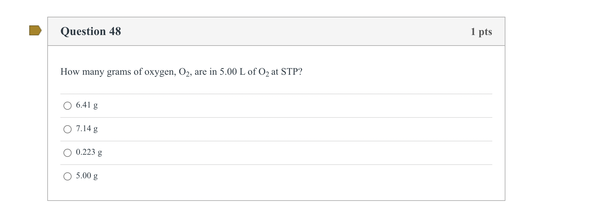 Solved How many grams of oxygen, O2, are in 5.00 Lof O2 at | Chegg.com