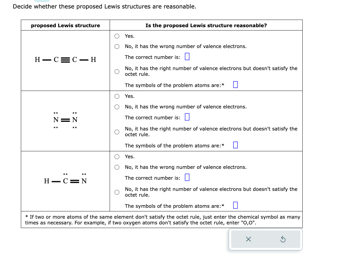 Solved Decide whether these proposed Lewis structures are | Chegg.com