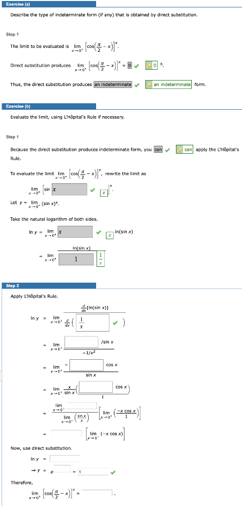 Solved Exercise (a) Describe the type of indeterminate form | Chegg.com