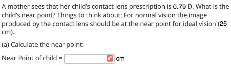 Solved A mother sees that her child's contact lens | Chegg.com