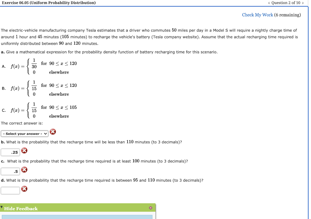 Solved Exercise 06.05 (Uniform Probability Distribution) | Chegg.com